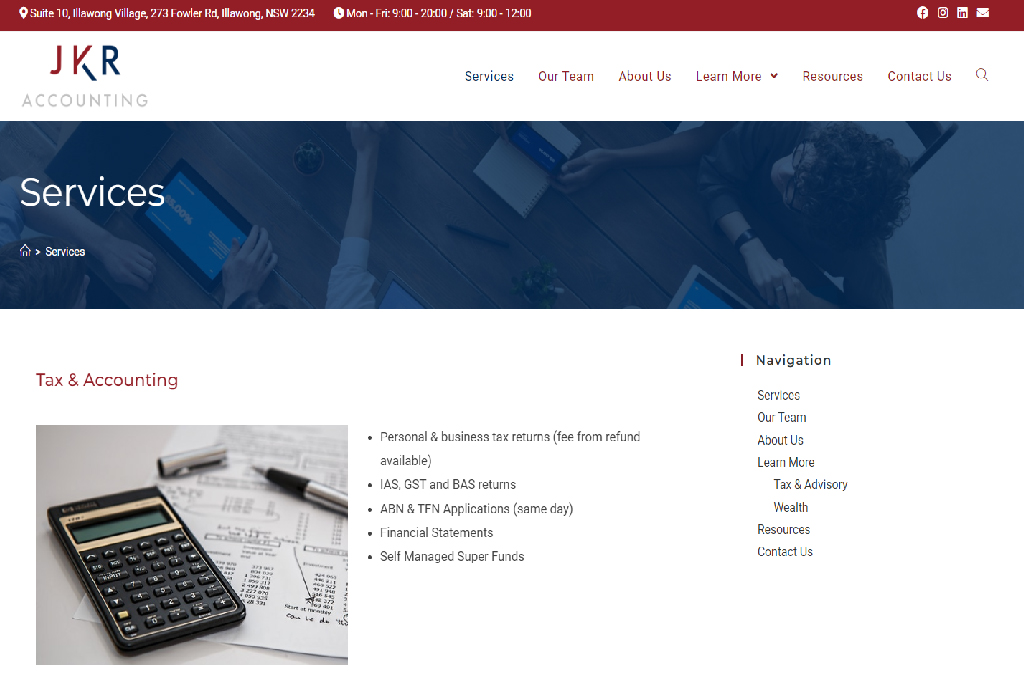JKR Accounting Website Development | Vulb Media